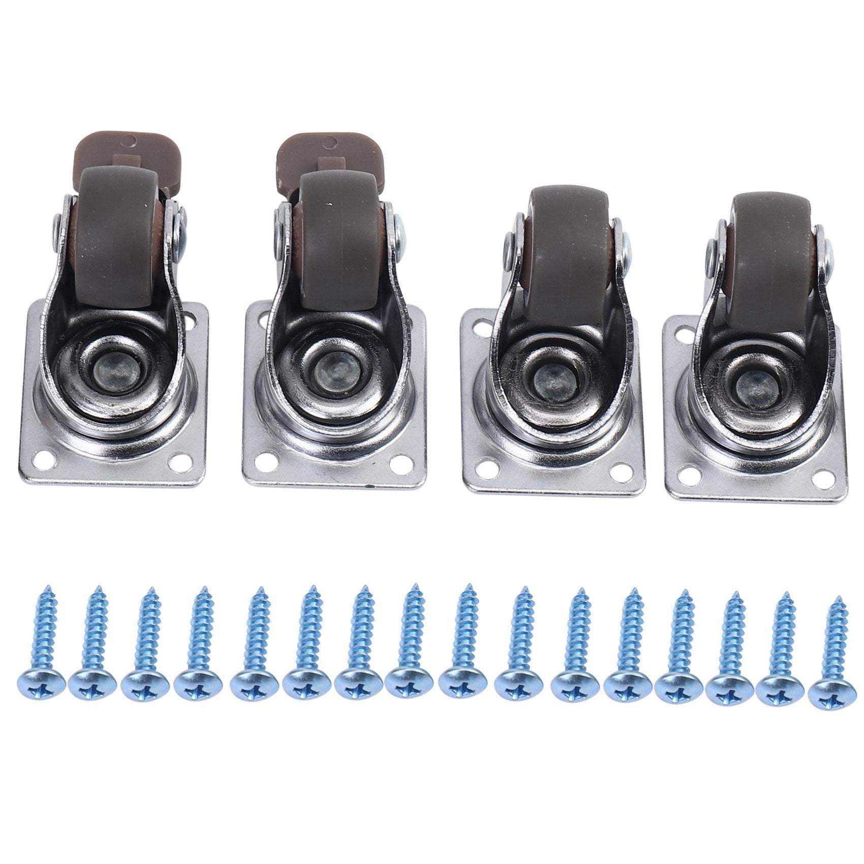 4 Pack 1 inch Low Profile Casters Wheels Soft Rubber Swivel Caster with ...