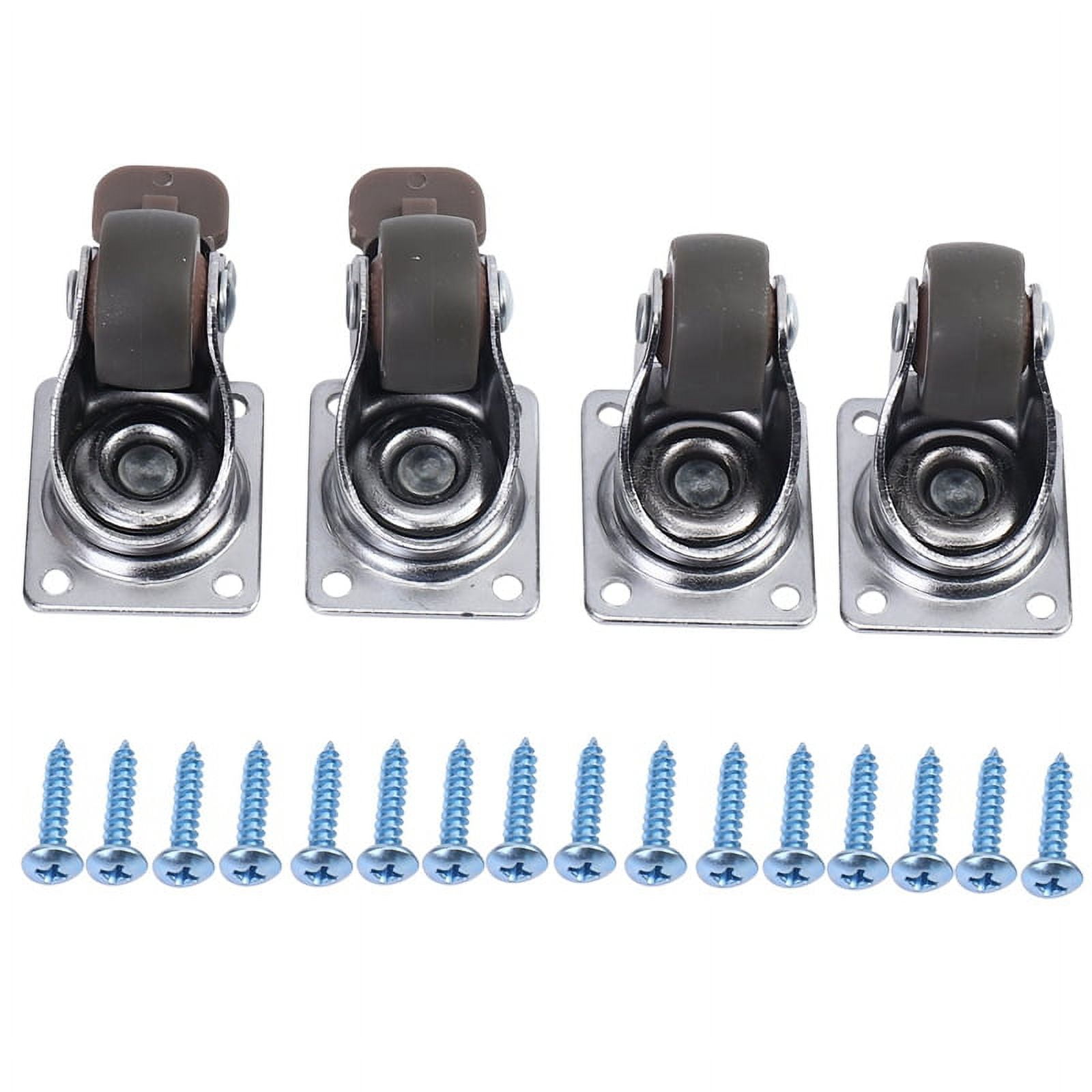 4 Pack 1 inch Low Profile Casters Wheels Soft Rubber Swivel Caster with ...