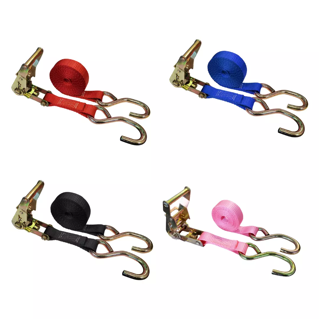 4 Pack 1" x 15' USA Heavy Duty Utility 1" Ratchet Tie Down Strap w/ S ...