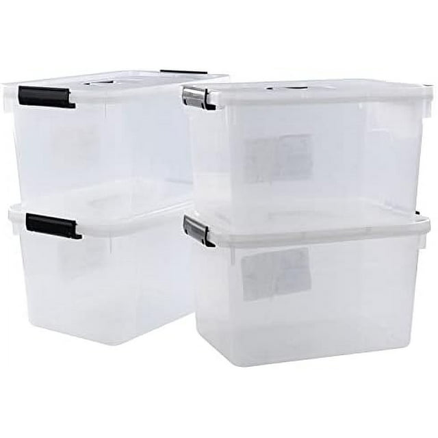 4-Pack 10.5 Quart Clear Latch Storage Box with Lid, Plastic Storage ...