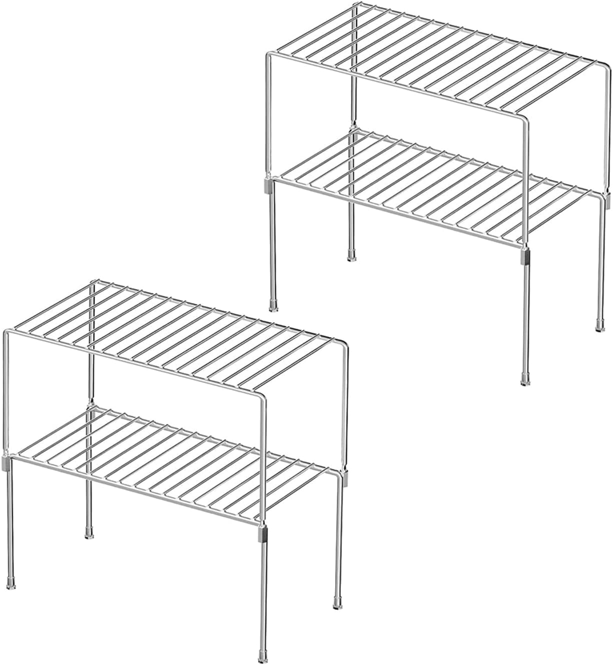 4 Pack(10.6 x 5.5 Inch) Stackable Cabinet Storage Shelf Rack, Rustproof ...