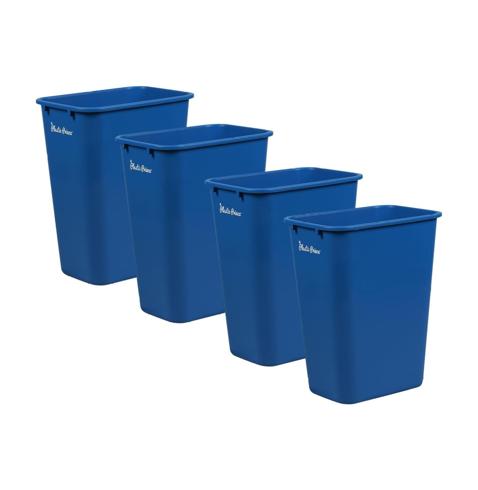 (4 Pack) 10 Gallon/40 Qt Wastebasket, Blue Plastic Rectangular, Trash ...