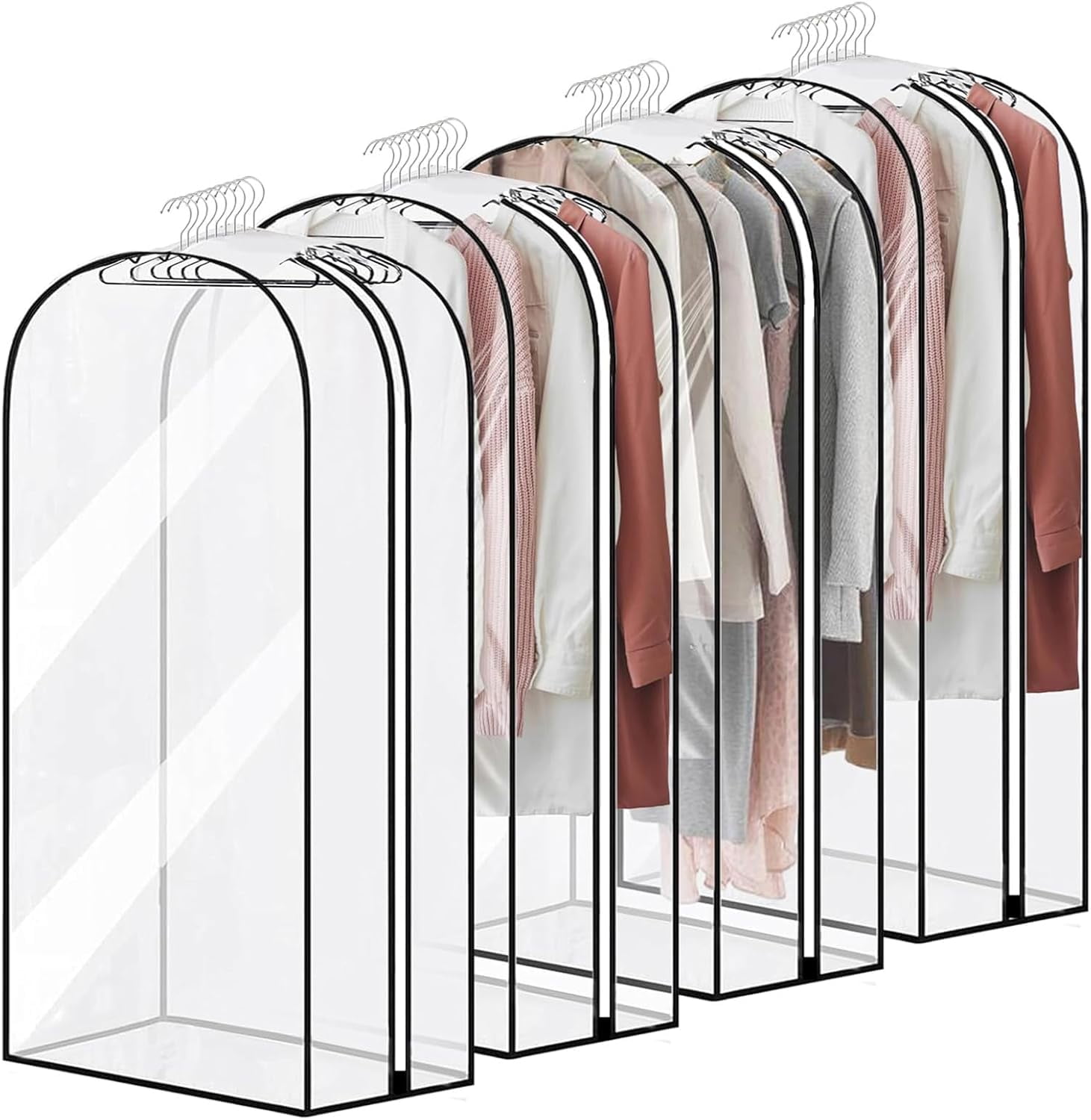 4 Pack 10" Gusseted , 40" Clear Suit Bags for Closet Storage, Hanging ...