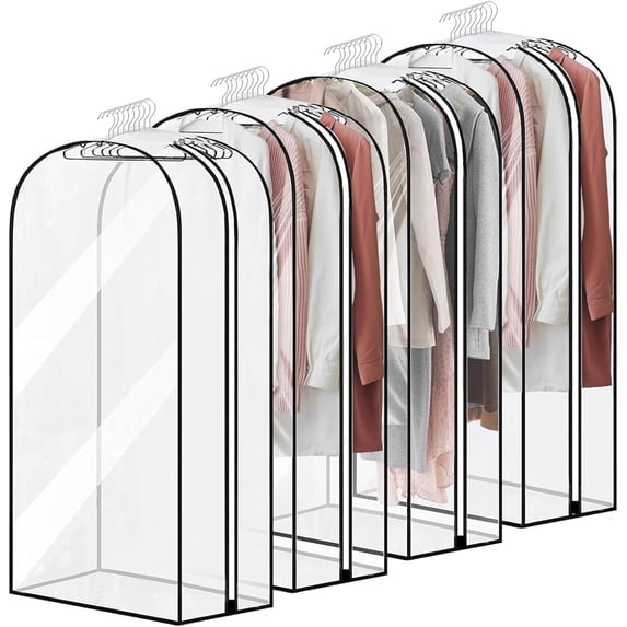 4 Pack 10" Gusseted , 40" Clear Suit Bags for Closet Storage, Hanging ...