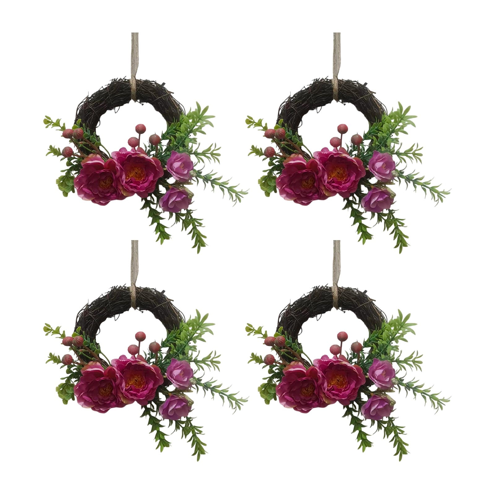 4 Pack 10-Inch 3D Mini Valentine's Day Wreath - 3D Sculpted, Artificial ...