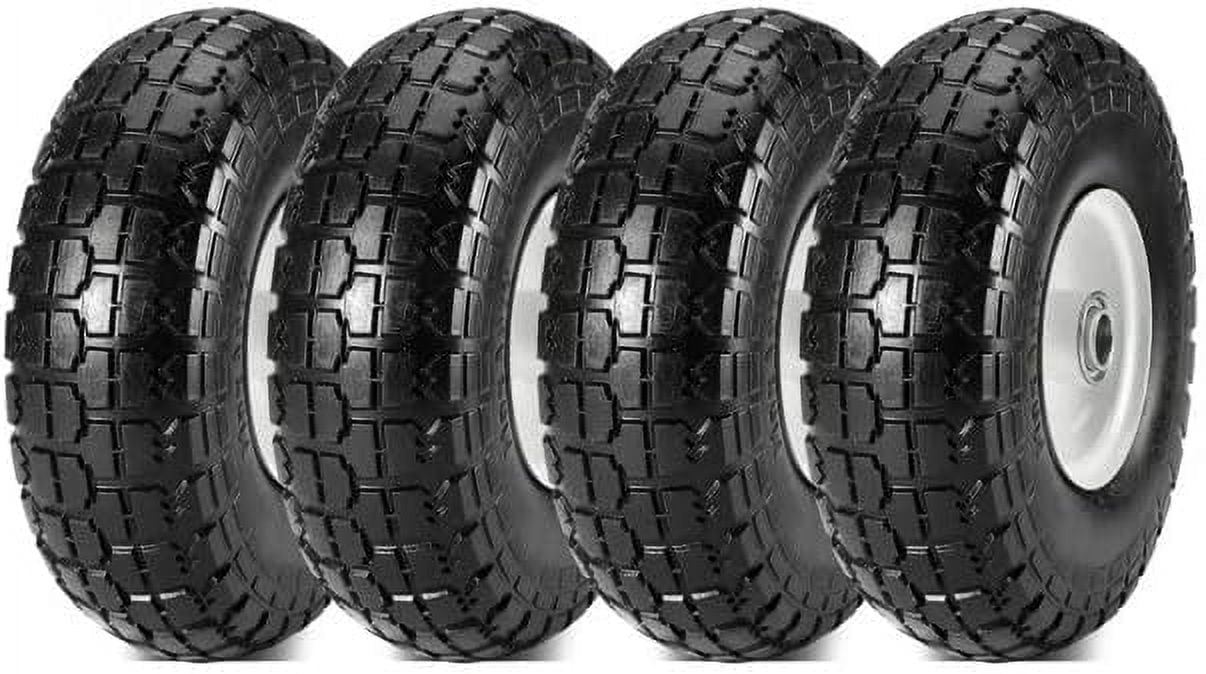 (4-Pack) 10-Inch Air Tires Wheels, 4.10/3.50-4” Replacement, 5/8” Axle ...
