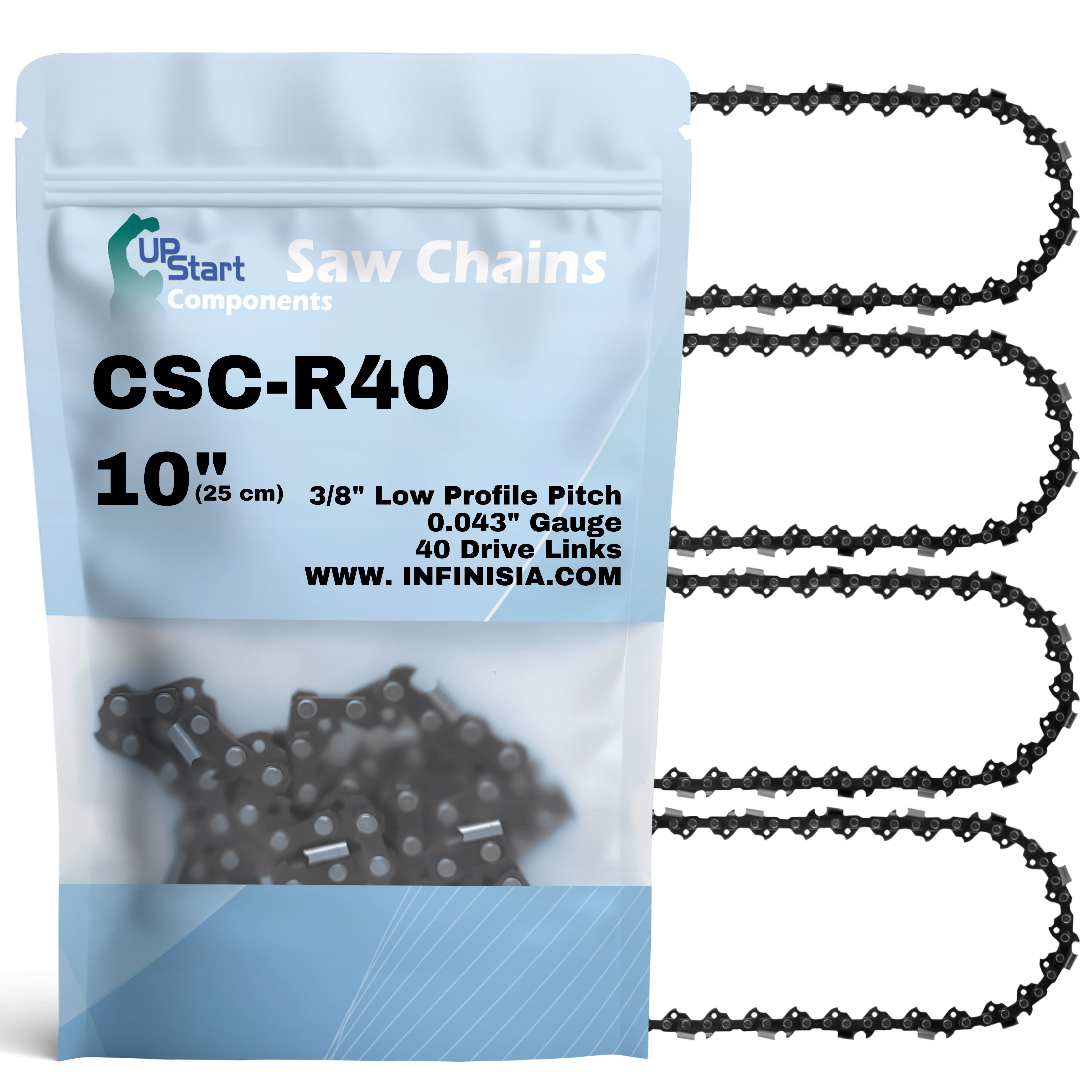 4-Pack 10-Inch Chainsaw Chain R40 Replacement for Earthwise CVP41810 ...