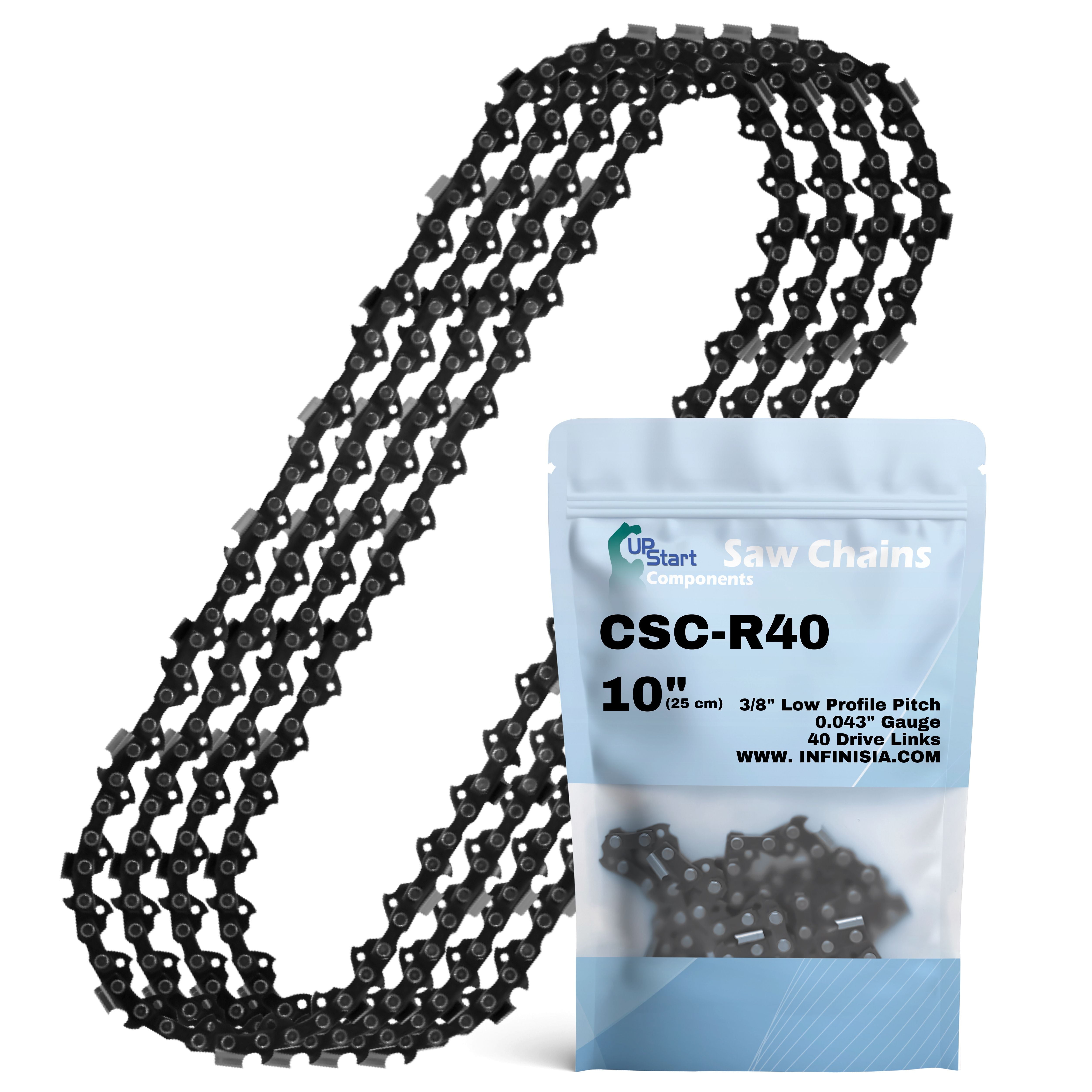 4-Pack 10-Inch Chainsaw Chain R40 Replacement for Worx WG323.9 - (10 ...