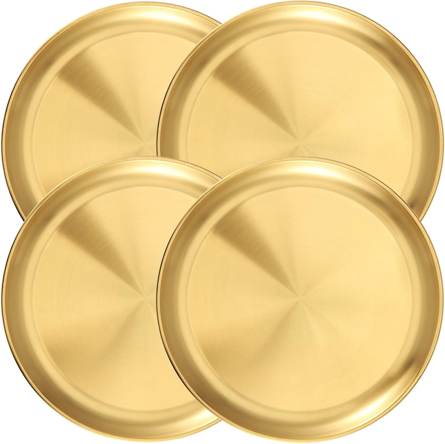 4 Pack 10 Inch Gold Stainless Steel Plate, Round Metal Dinner Plates ...