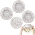 4 Pack 10 Inch Reusable Linen Bread Pattern Round Bowl Covers for Bread ...
