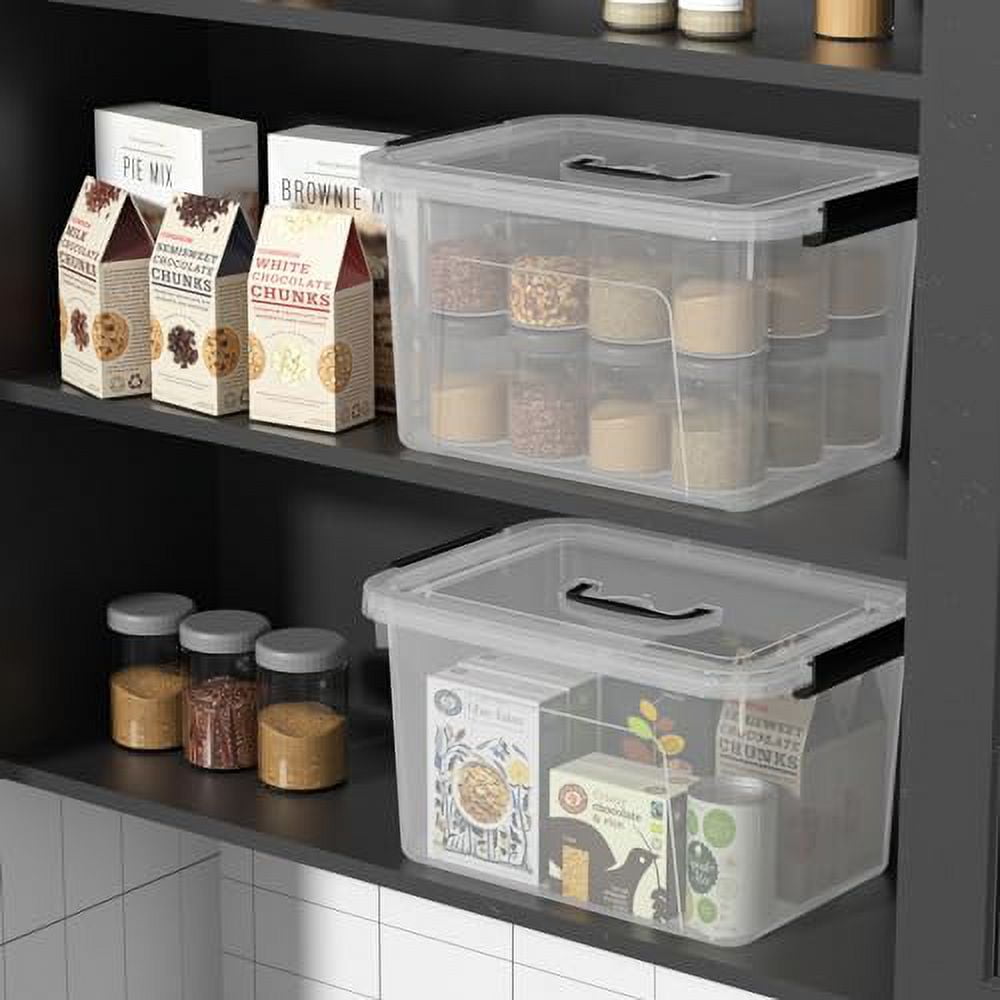 4-Pack 10 L Plastic Latching Box with Handle, Clear Storage Containers ...