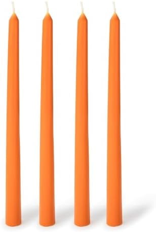 4 Pack 10-inch Orange Taper Candles, Unscented & Smokeless Dripless ...