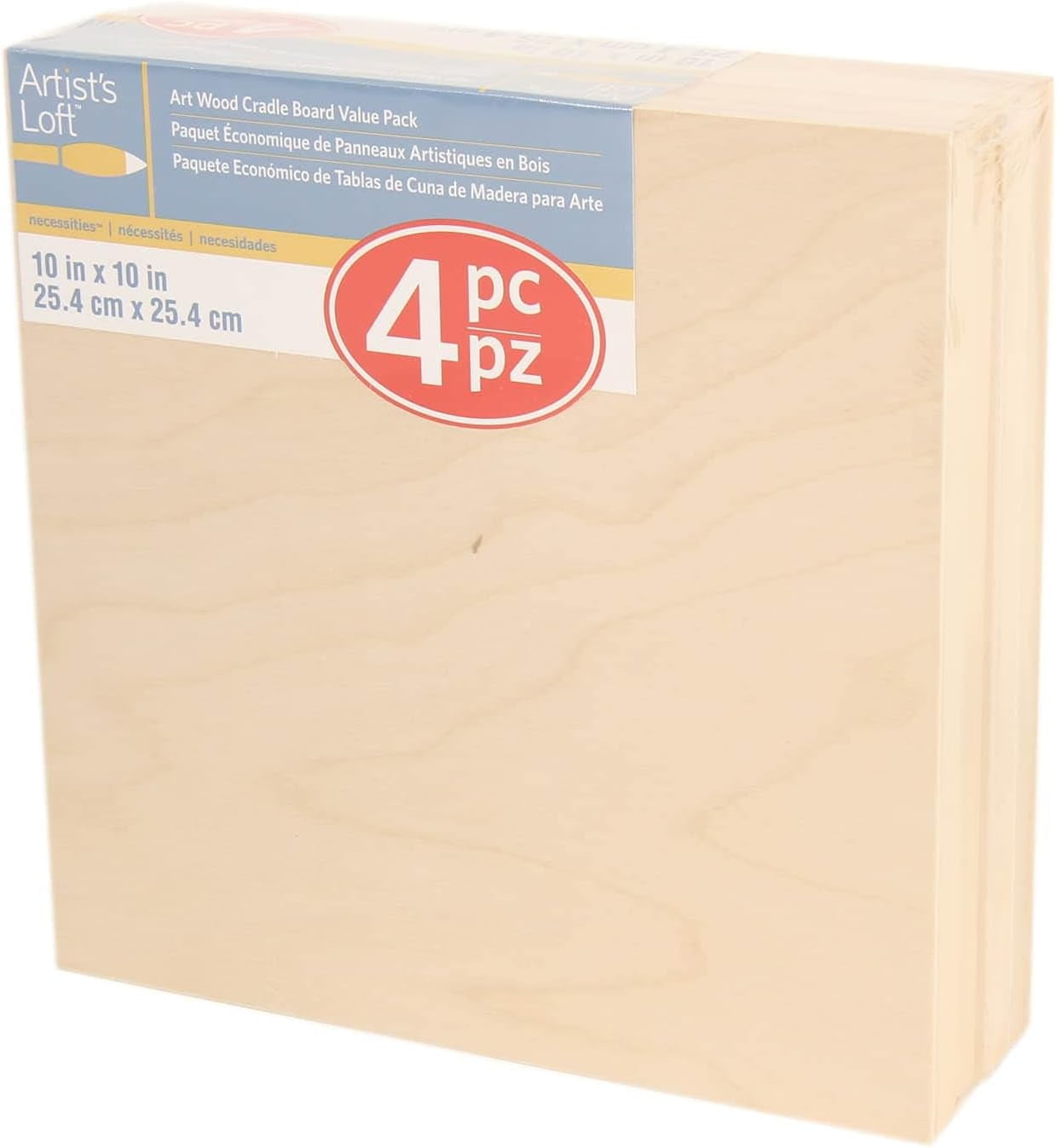 4 Pack 10" x 10" Wood Canvas Cradled Panel Boards by Artist's Loft ...