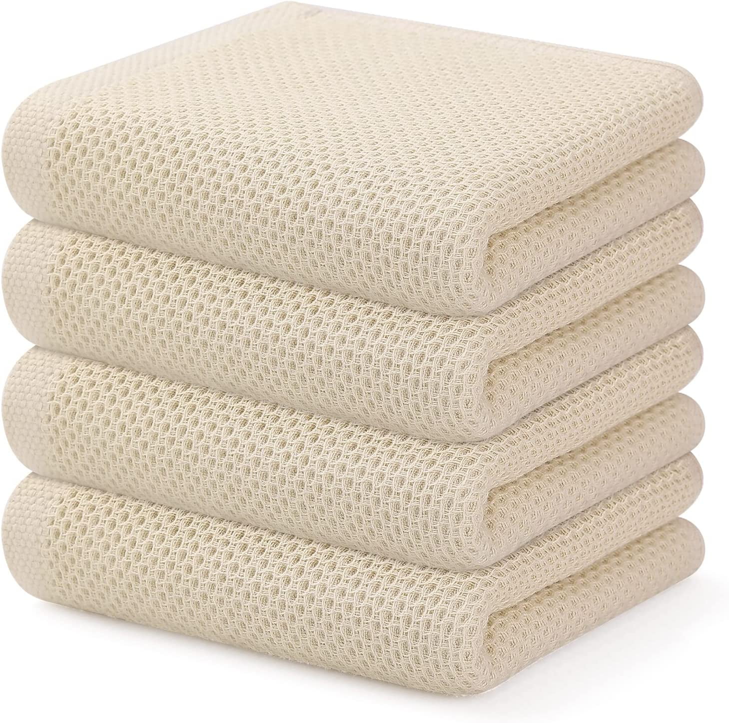 4 Pack 100% Cotton Dish Towels, Waffle Weave Dish Cloths for Washing Dishes, Quick Drying ...
