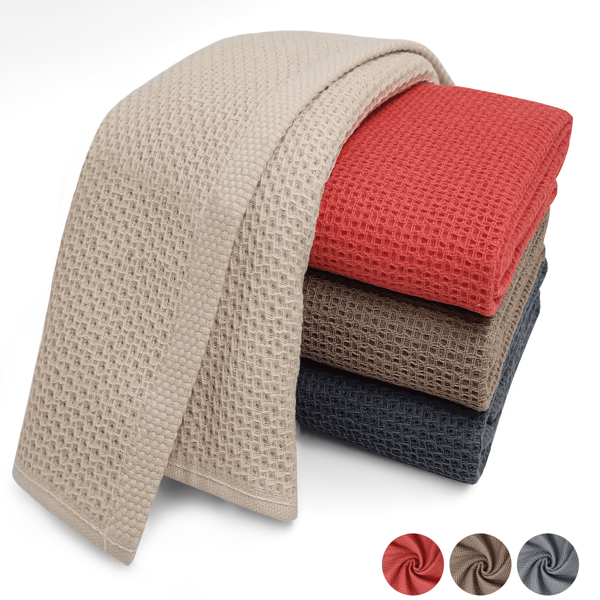 Homieway 4 Pack 100% Cotton Waffle Weave Dish Towels, Quick Drying ...