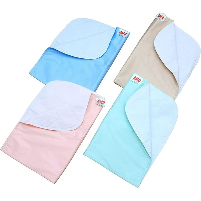 4-Pack Washable 100% Cotton Incontinence Underpads 18x24 - Waterproof ...