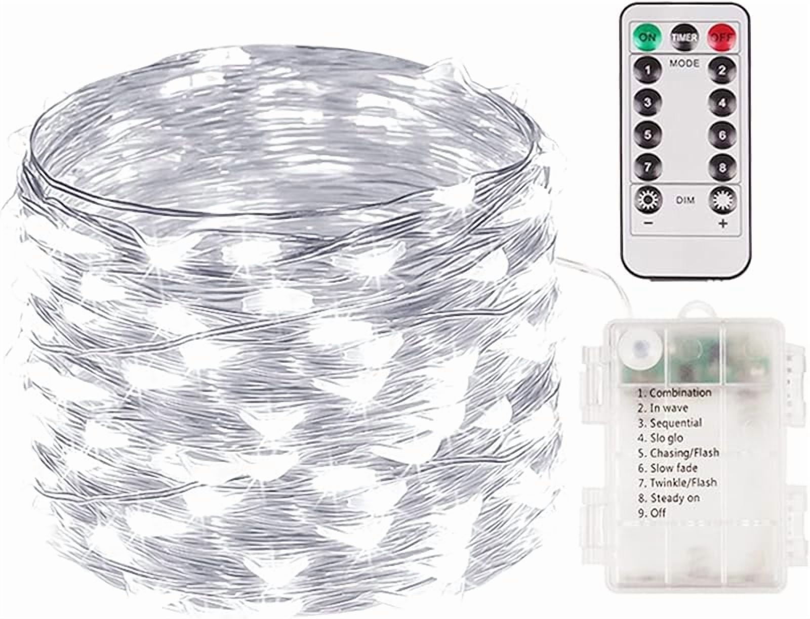 4 Pack 100 LED Fairy Lights Battery Operated with Remote, 33FT ...
