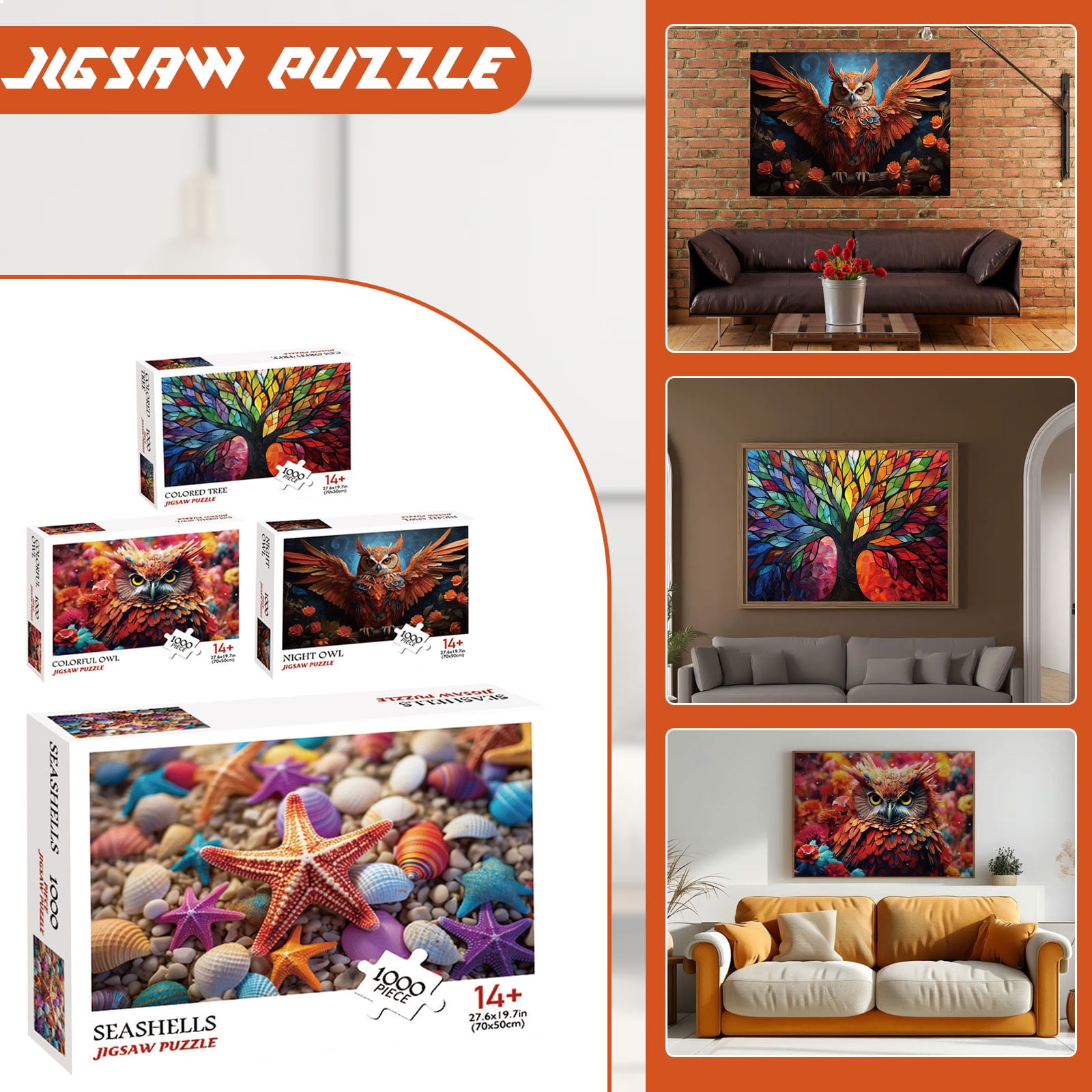 4-Pack 1000 Piece Jigsaw Puzzles for Adults - 1.8Mm Thick Premium Art ...