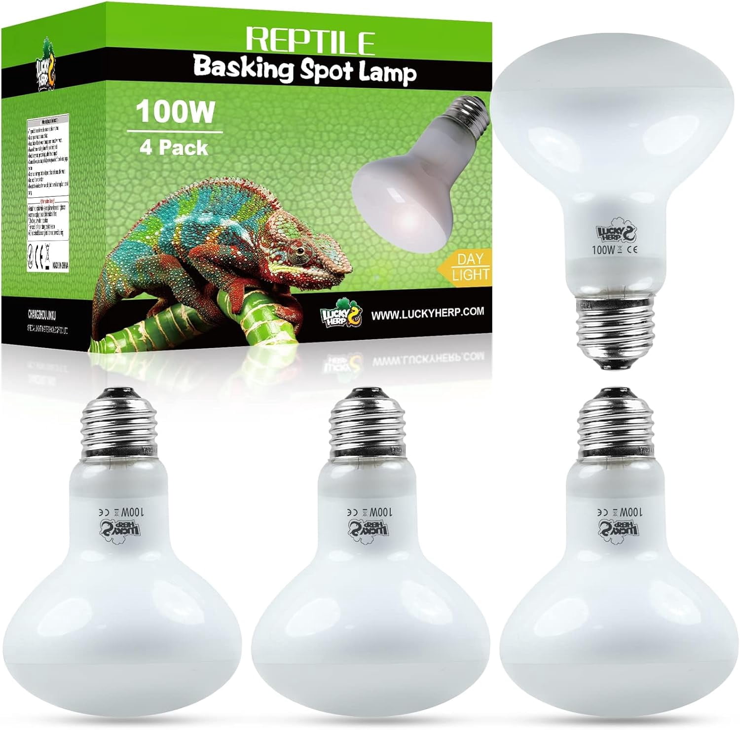 4 Pack 100W Reptile Heat Lamp Bulb (2nd Gen), Amphibian Basking Light ...