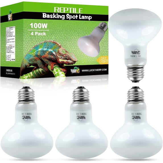 4 Pack 100W Reptile Heat Lamp Bulb (2nd Gen), Amphibian Basking Light ...