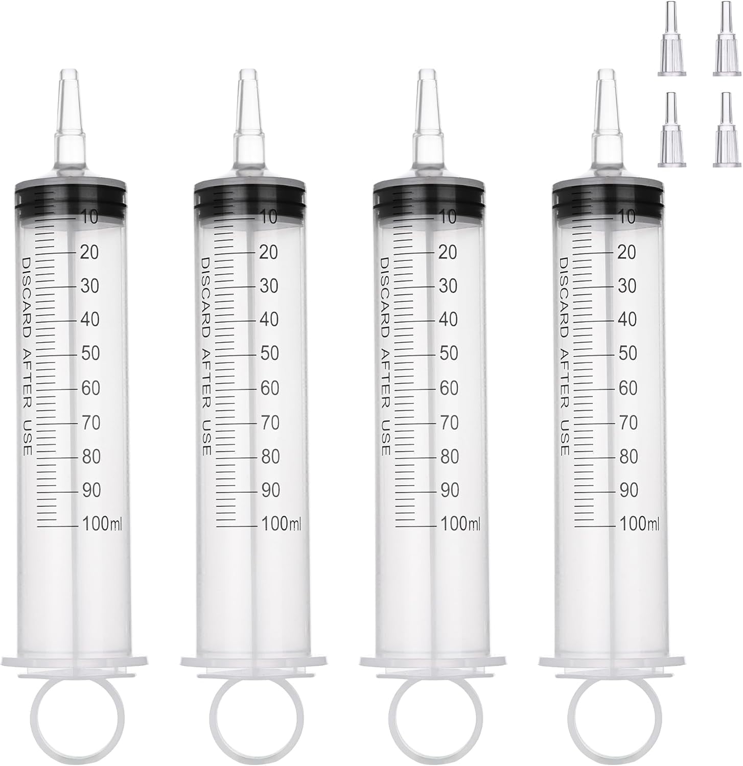 4-Pack 100ml Plastic Syringes – Multi-Purpose Measuring & Dispensing ...