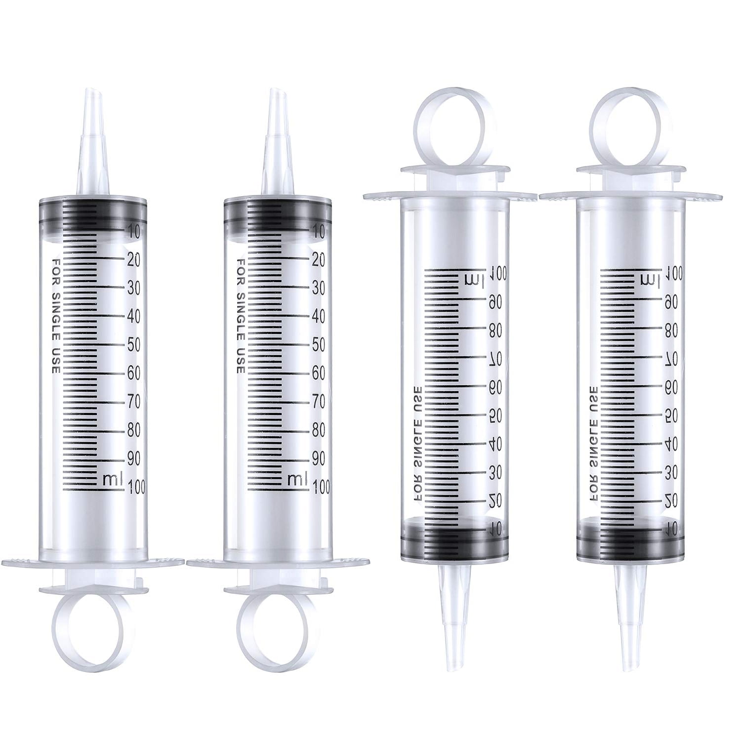 syenll 4 Pack 100ml Large Plastic Syringes, Scientific Lab Syringes ...
