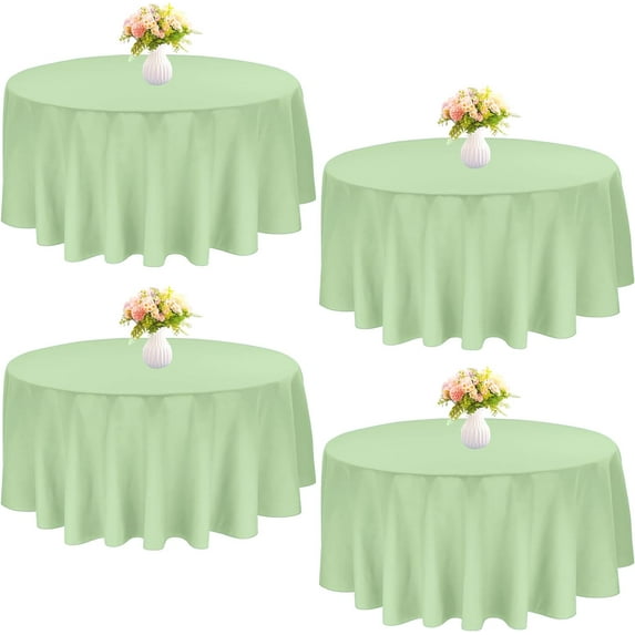 4 Pack 108 Inch Polyester Round Table Cloth Washable Fabric Table ...