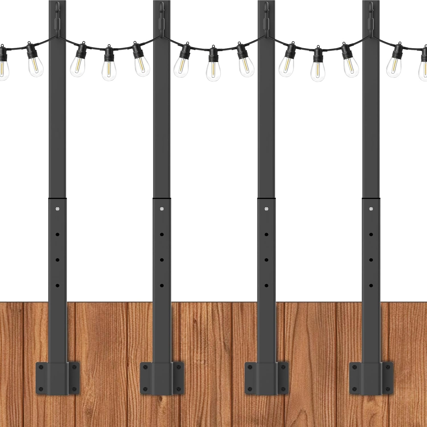4 Pack 10Ft String Light Poles,Light Poles for Outside Lights with Fork ...