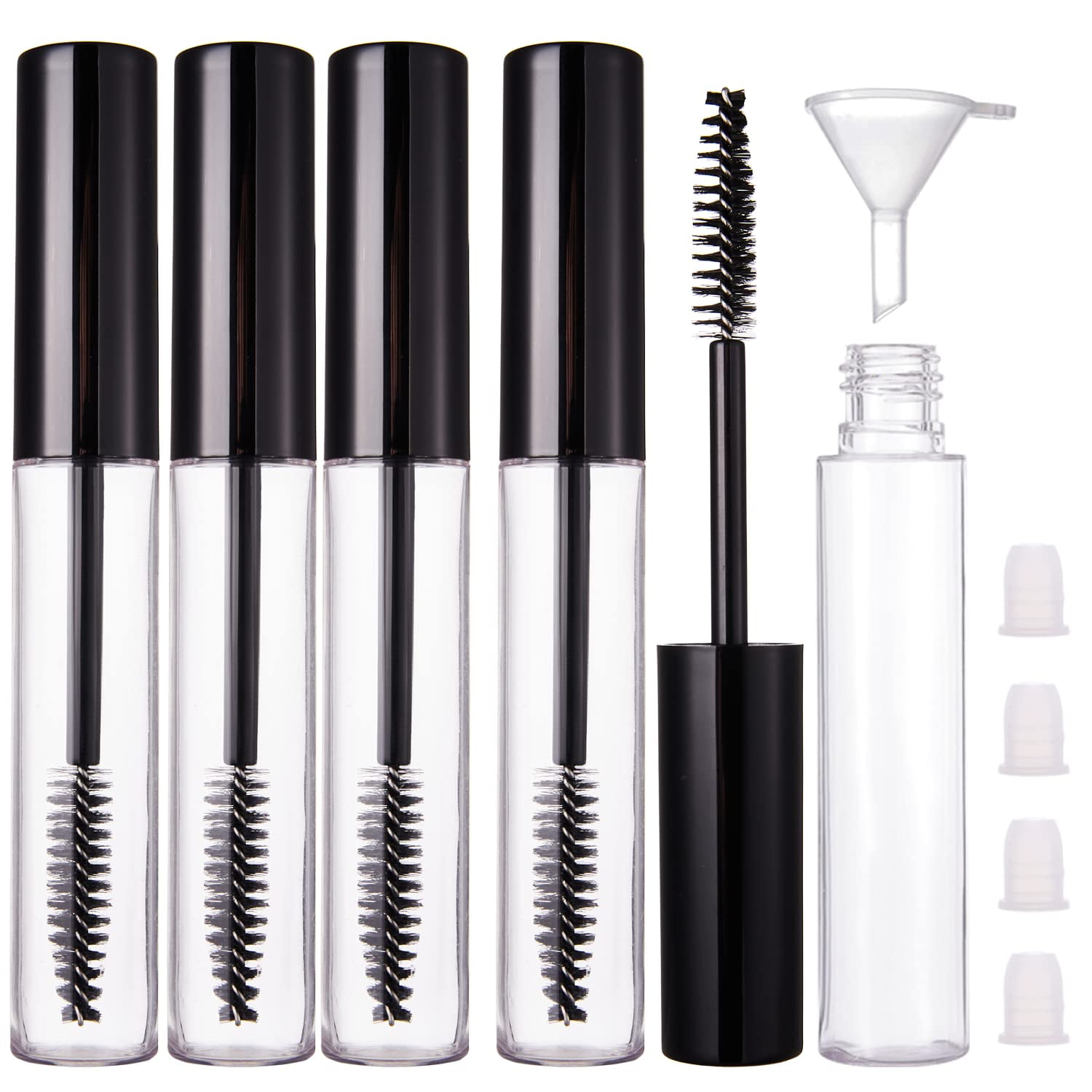 4 Pack 10ml Empty Mascara Tube with Brush Wand, Refillable Eyelash ...