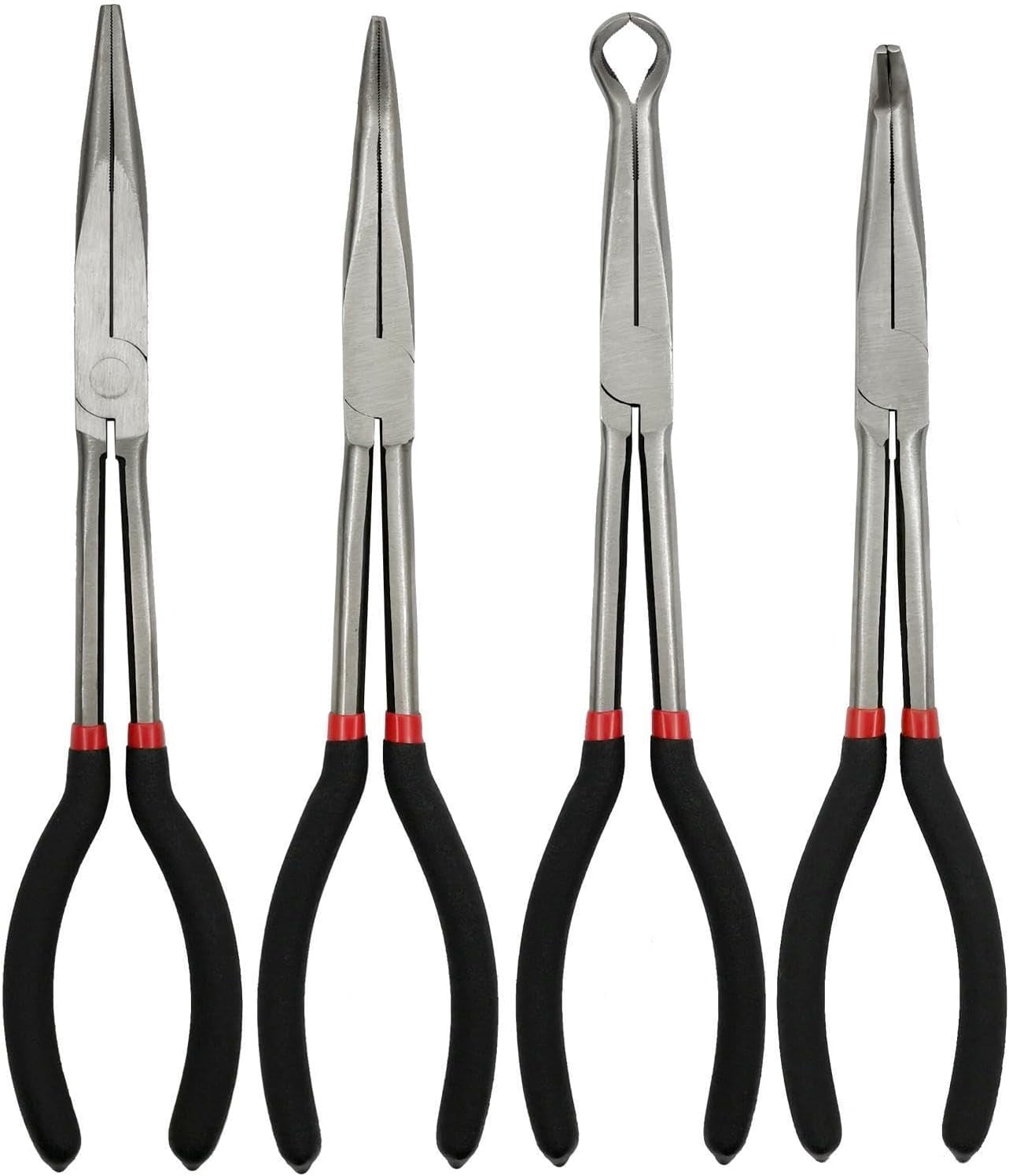 4 Pack 11" Precision Long Nose Pliers Set with Insulated Comfort Grip ...