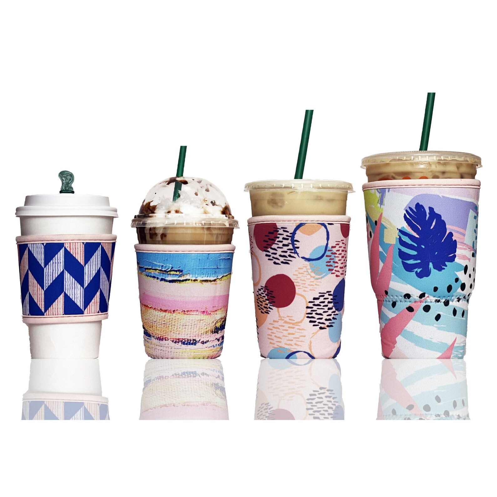 4-Pack (12-32oz) Reusable Neoprene Insulator Sleeves for Iced Coffee or ...