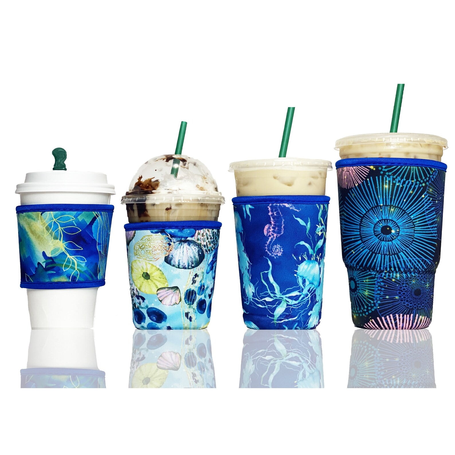 4-Pack (12-32oz) Reusable Neoprene Insulator Sleeves for Iced Coffee or ...