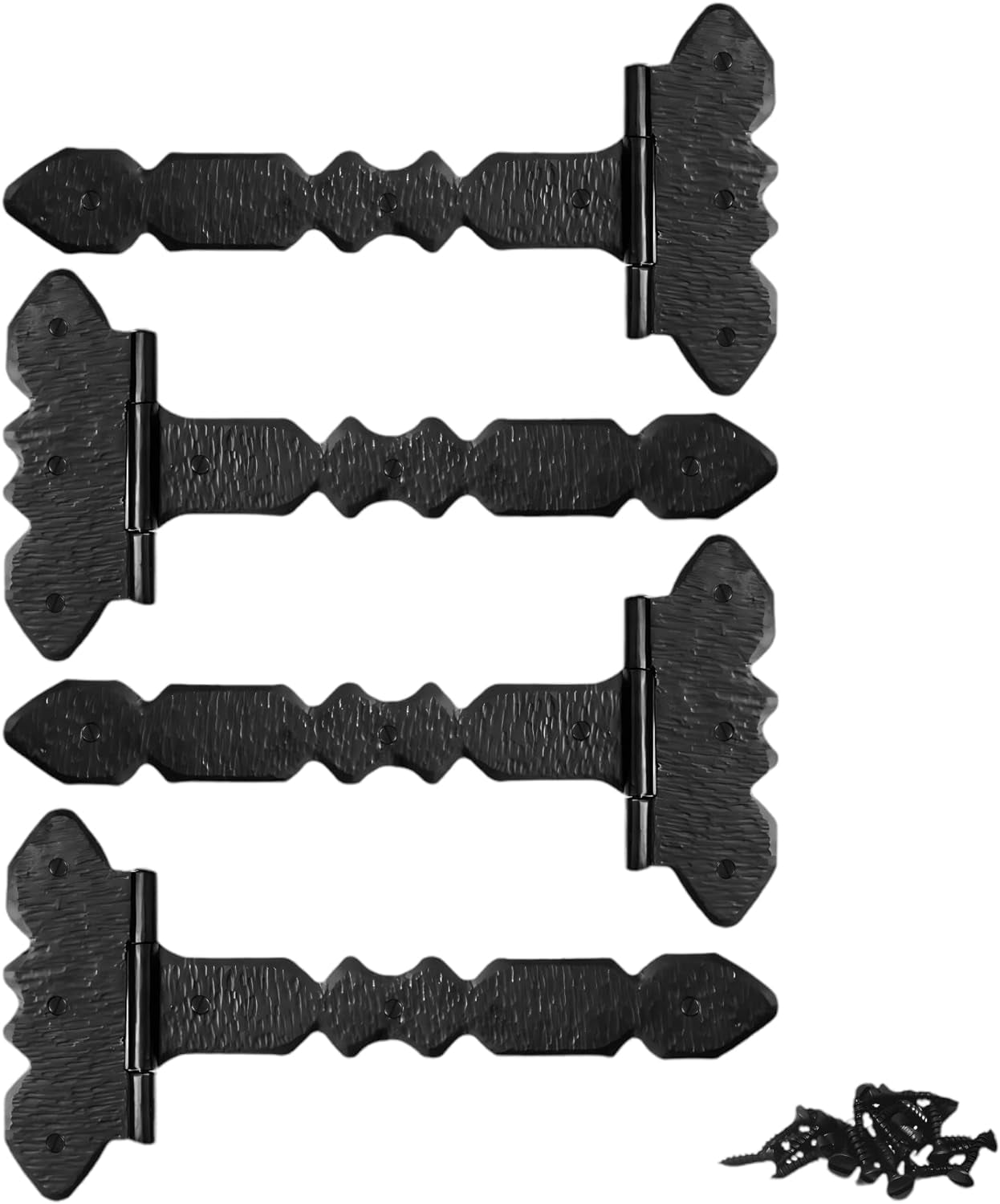 4 Pack 12" Black Wrought Iron Hinges - Decorative Wrought Iron Door ...
