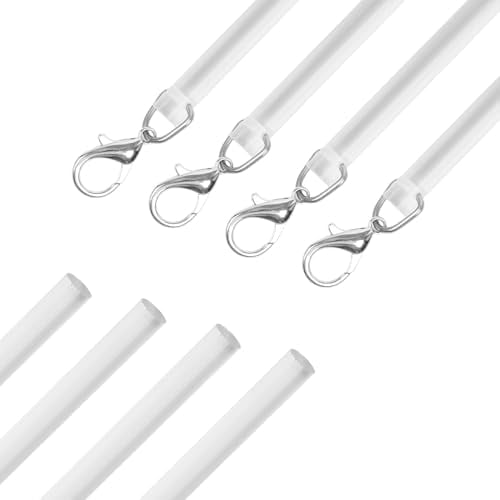 4 Pack 12 Inch Clear Acrylic Curtain Pull Rods with Hooks,Durable Blind ...