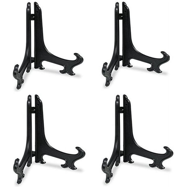 (4 Pack) 12 Inch Plastic Display Stand, Black Easel Display Photo ...