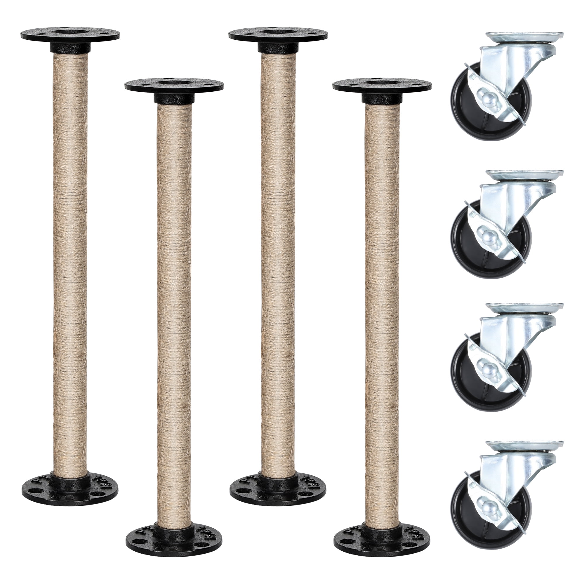 4-Pack 12 Inch Wheeled Tube Table Legs, Industrial Table Legs with ...
