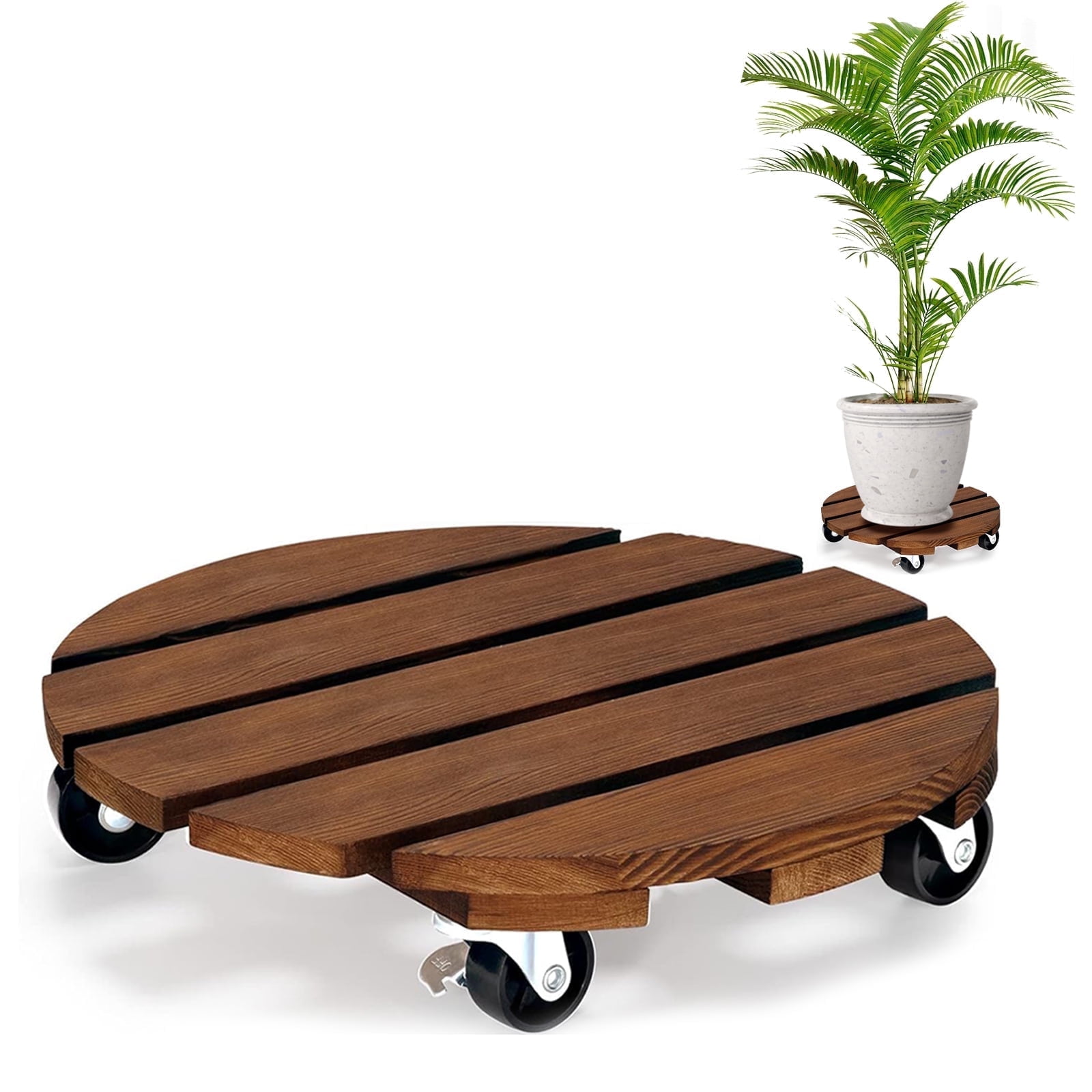 1-Pack: 1-Pack 12-Inch Wooden Plant Caddy with 360° Wheels – Heavy Duty ...
