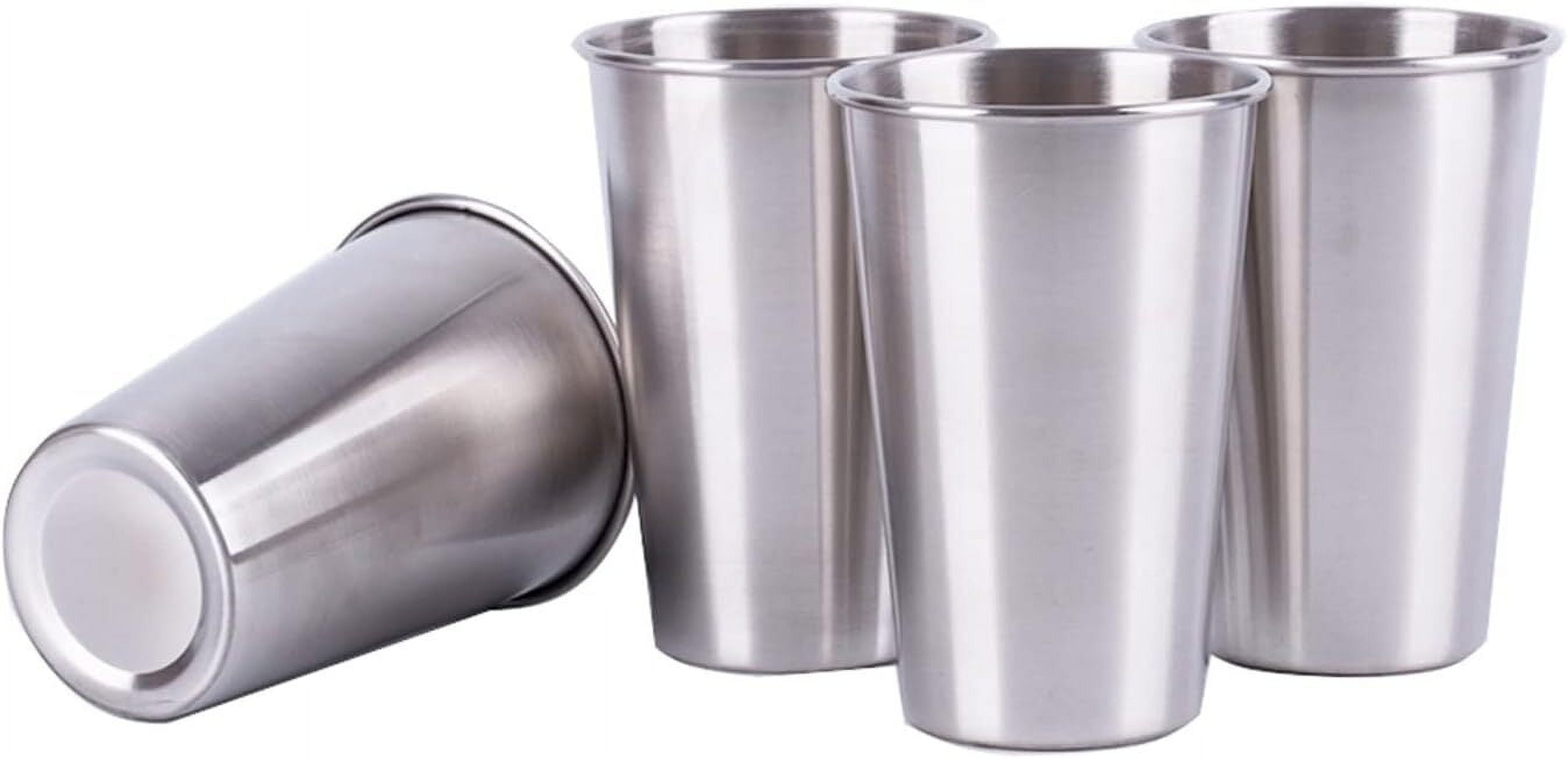 4 Pack 12 Oz Stainless Steel Pint Cups Water Tumblers, Unbreakable ...