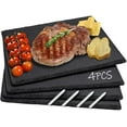 4 Pack 12 x 10 Inch Slate Board Black Slate Plates with 4 Soapstone ...