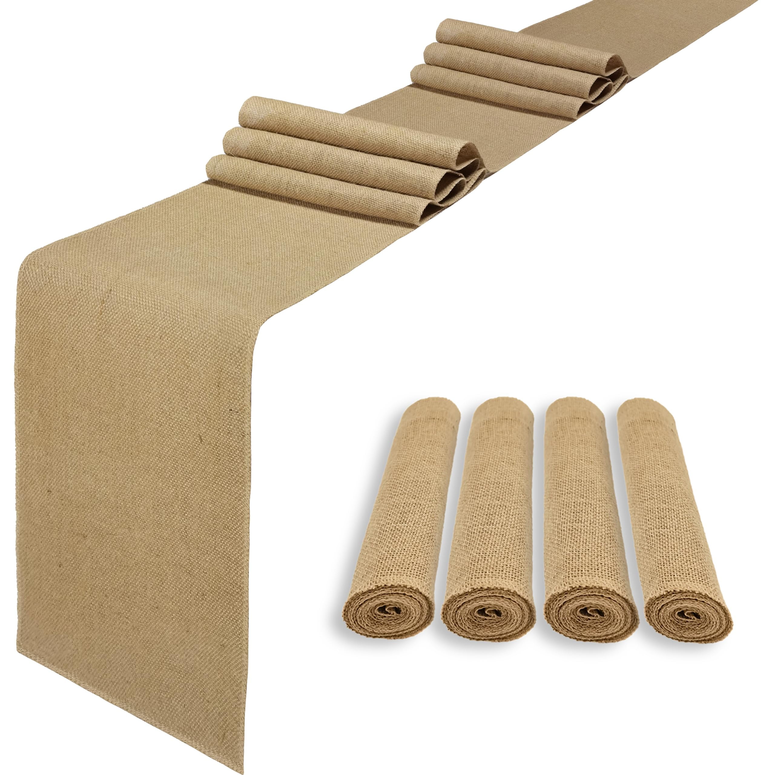 4 Pack 12 x 120 Inch Burlap Table Runners, Natural Rustic Jute Table ...