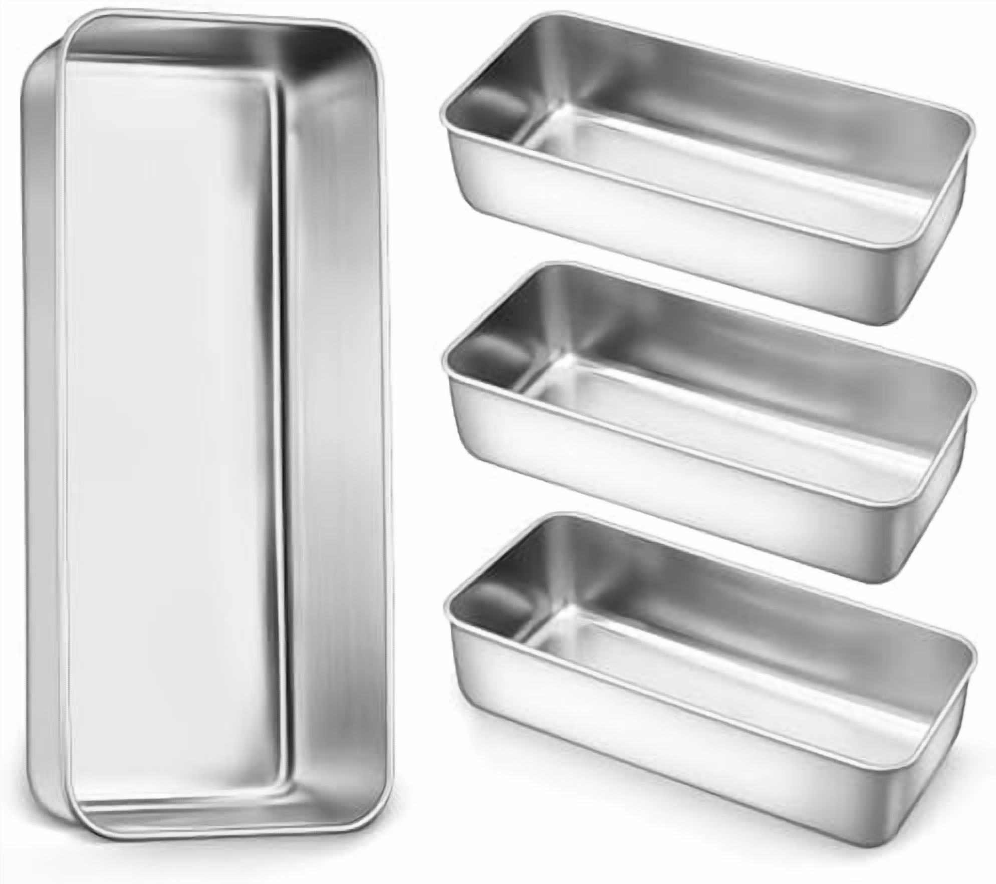 4 Pack 12 x 5 Inch Stainless Steel Loaf Pans, Large Bread Baking Pans ...