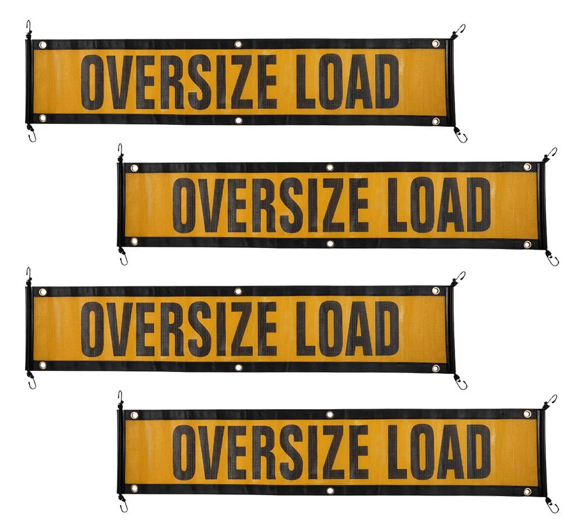 4 Pack 12"x60" Oversize Load Sign for Trucks w/Bungee Cord & Hook ...