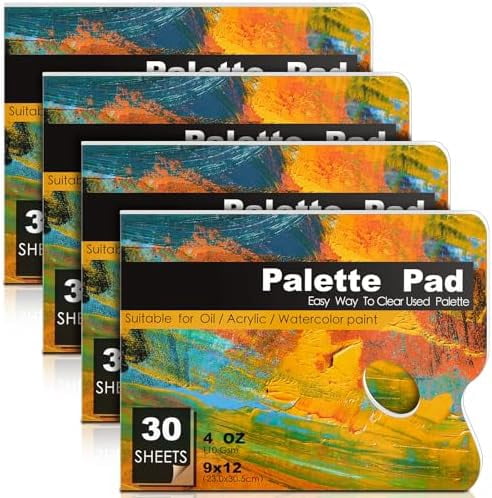 4 Pack 120 Sheets Palette Paper 9" x 12" Paint Pad Disposable Palette ...
