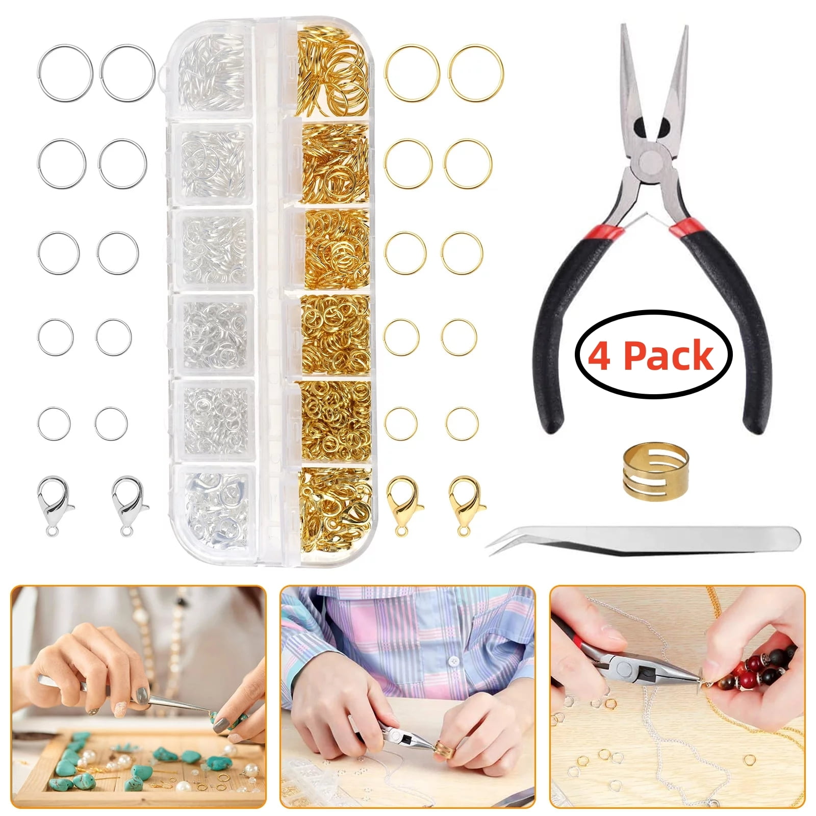4 Pack 1203Pcs/Pack DIY Jewelry Making Tool Kit Supplies Kit Jewelry ...