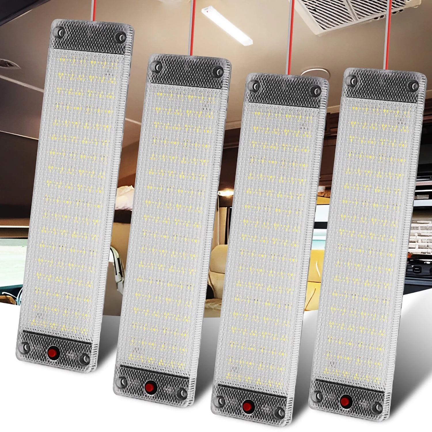 4 Pack 12V 108 LED Car Interior Dome Lights, 3000LM Super Bright White ...