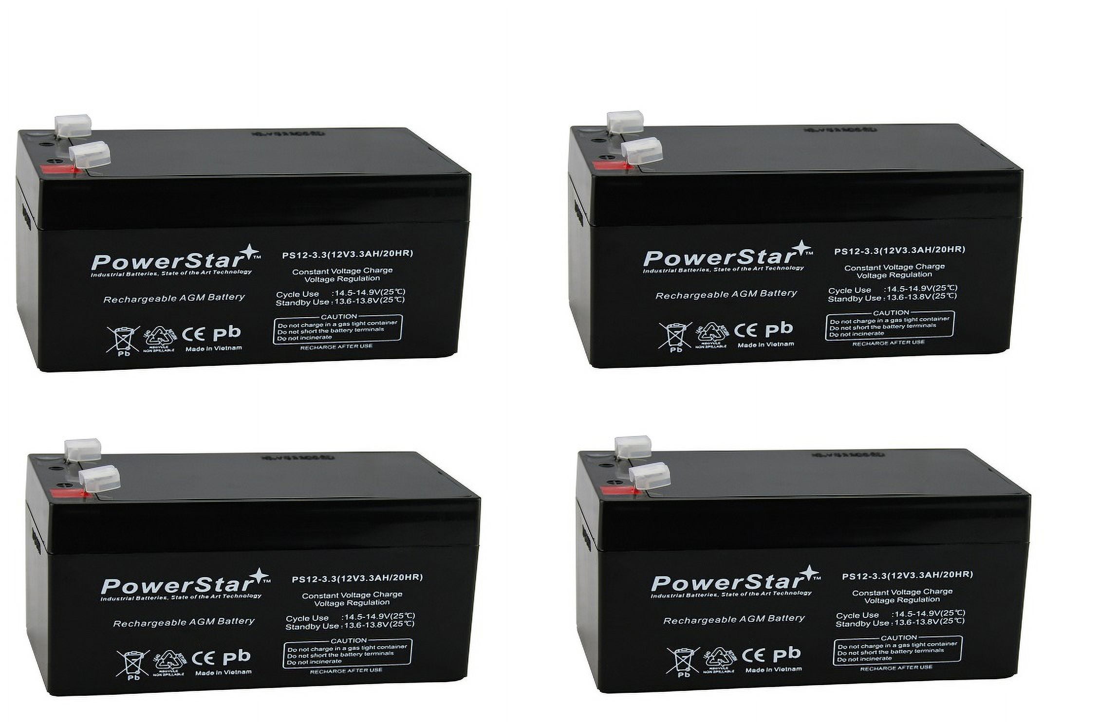 (4 Pack) 12V 3.3Ah 3.5Ah SLA Battery replaces BP3-12, BP3.6-12 ...