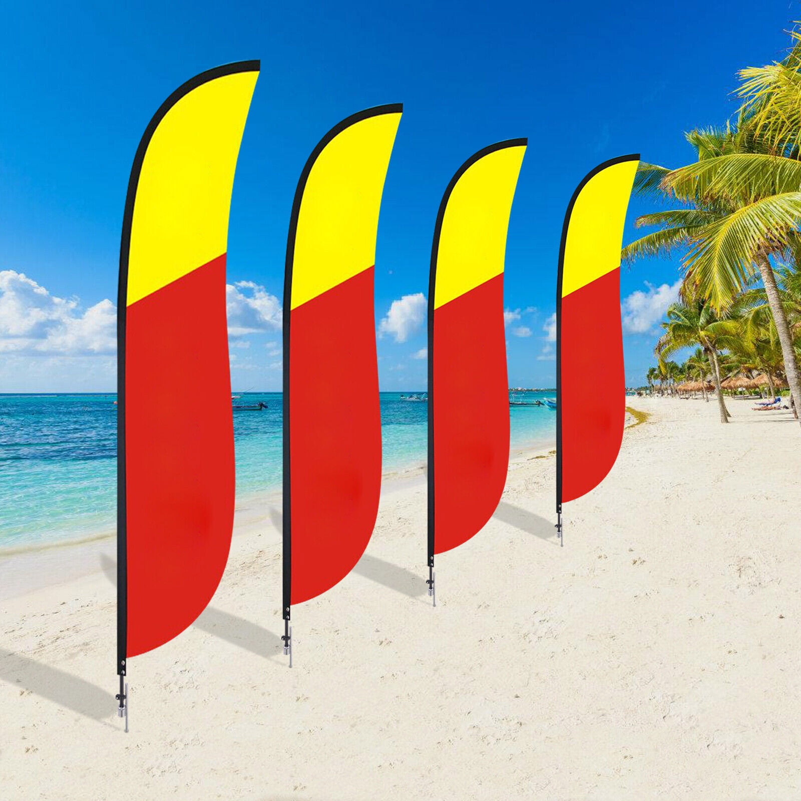 4 Pack 12ft Swooper Feather Flag Kit Advertising Flagpole Set with ...