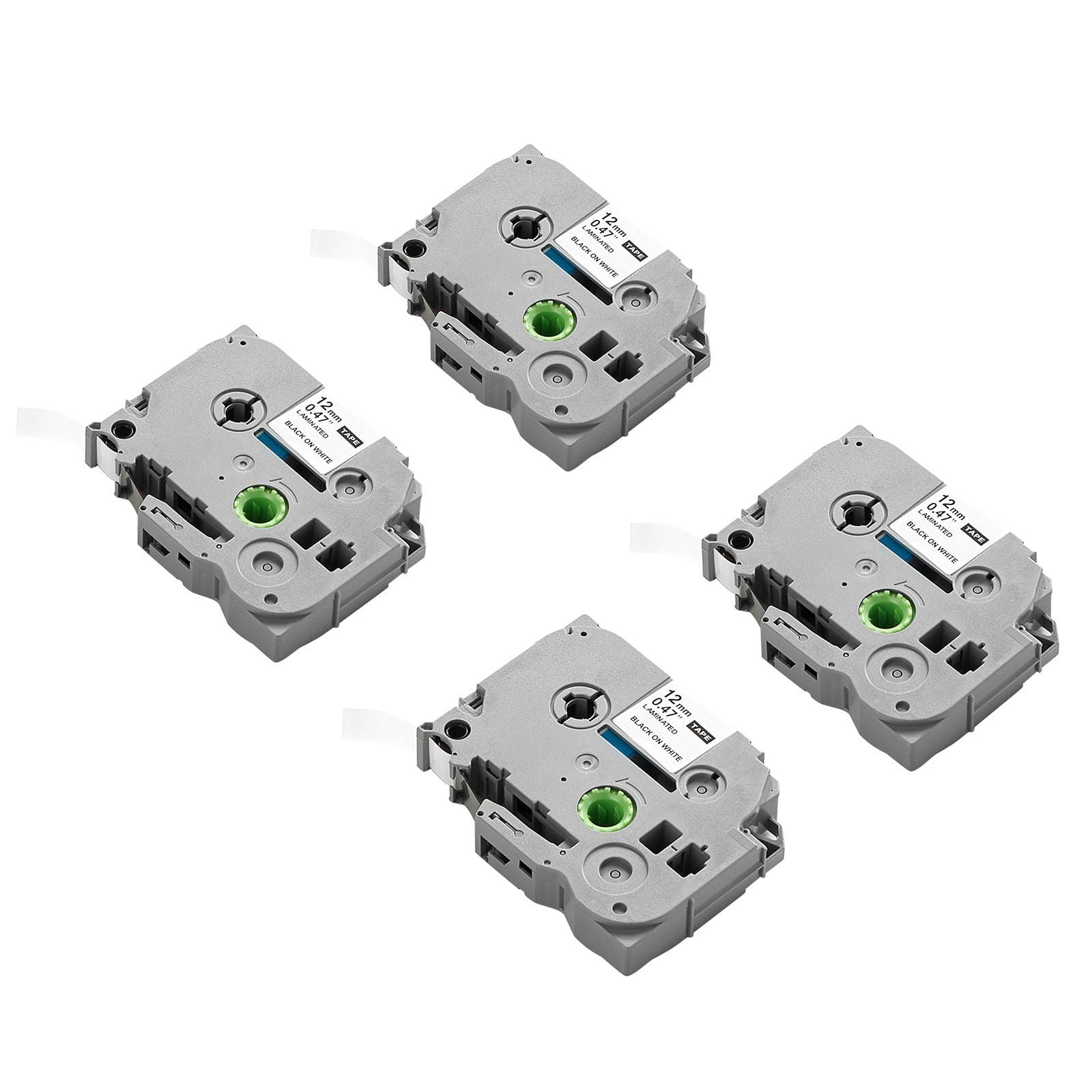 4-Pack 12mm Brother TZe-231 Black on White Label Maker Tape Refill ...