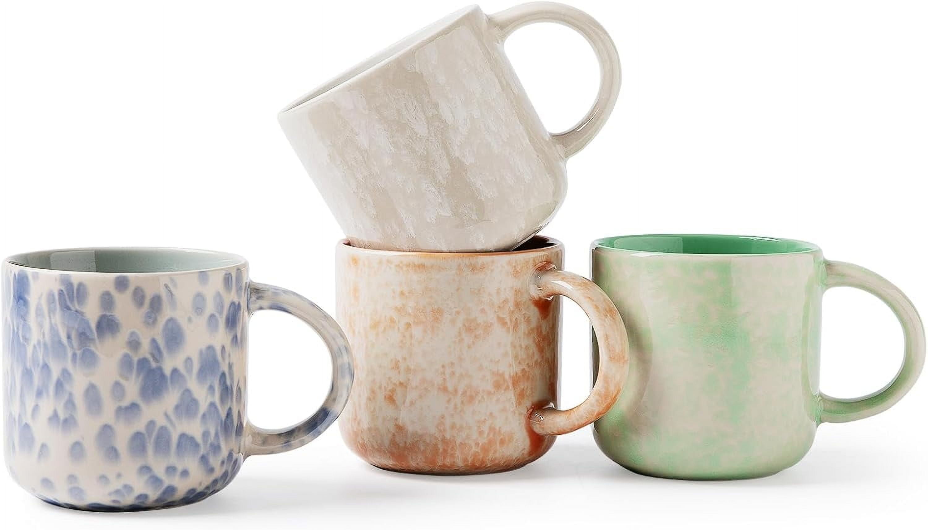 4-Pack 12oz Modern Ceramic Coffee Mugs – Handle Design for Tea/Latte ...