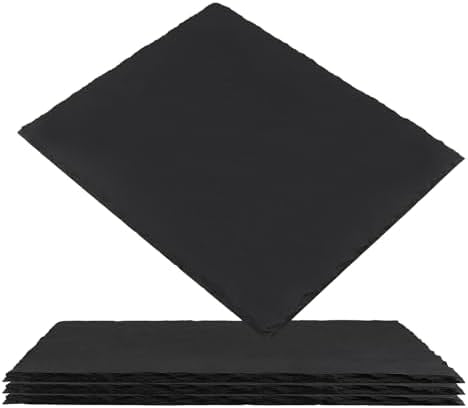 4 Pack 12x10 Inch Black Slate Plates, Rectangle Slate Cheese Board with ...